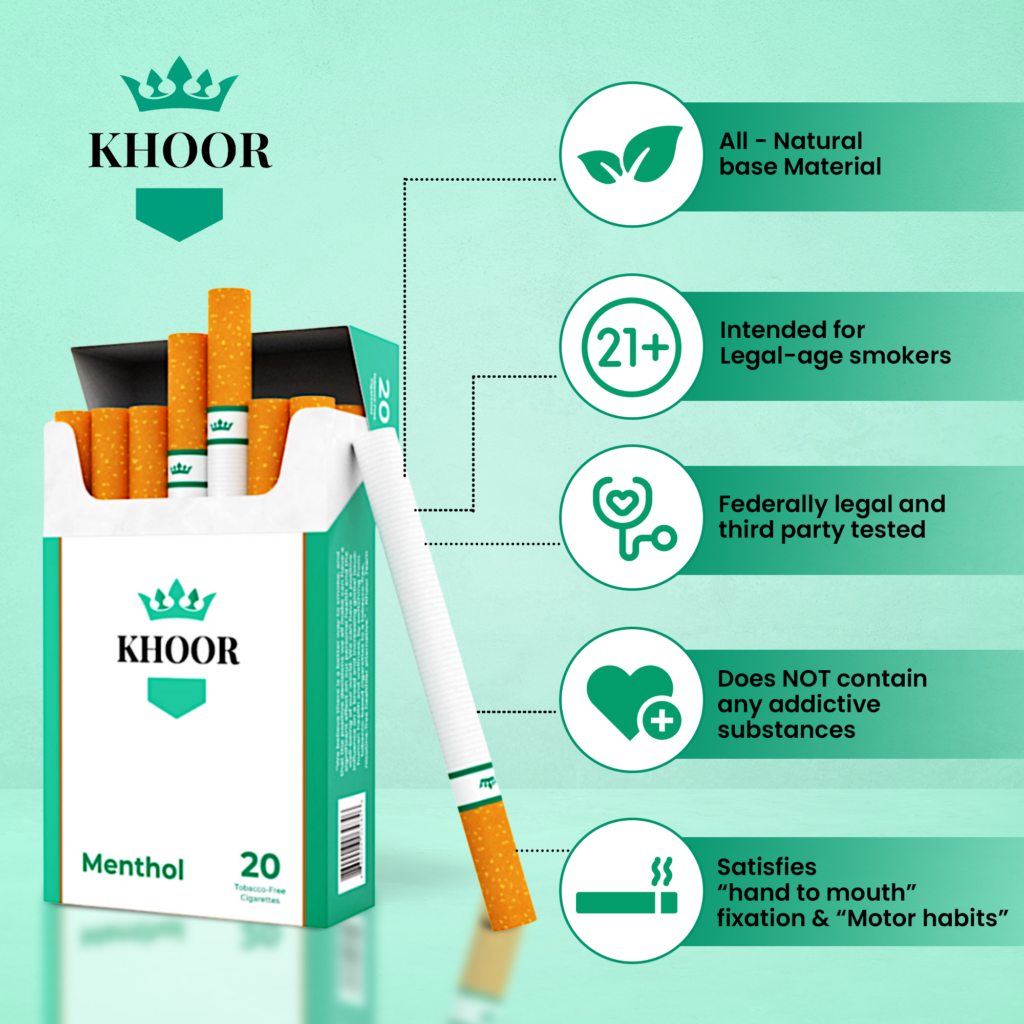 KHOOR Menthol Pack | #1 Tobacco & Nicotine Free Cigarettes